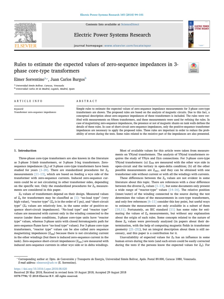 Rules To Estimate The Zero Sequence Parameters For Three Limb Transformers | PDF | Transformer ...