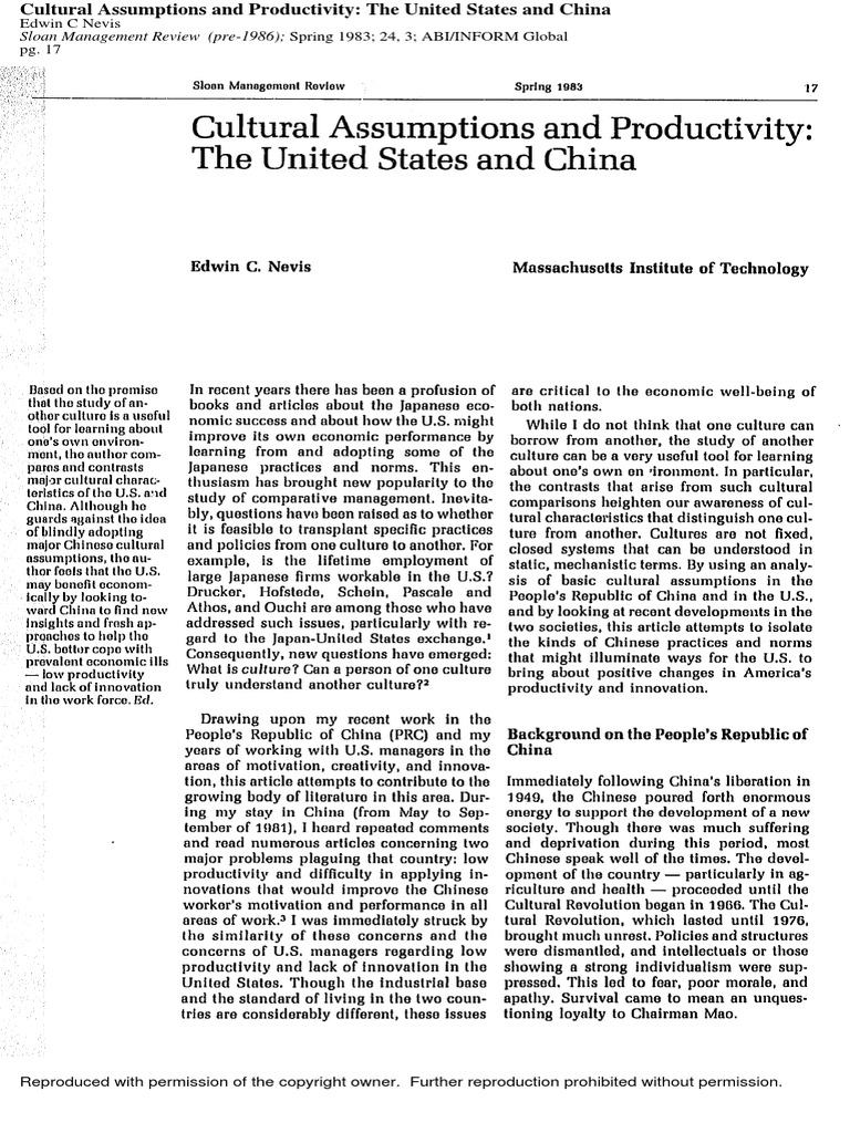 Cultural Assumption China N USA, Chinese Motivation | PDF | Politics ...