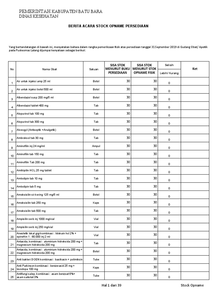 BA Stock Opname | PDF