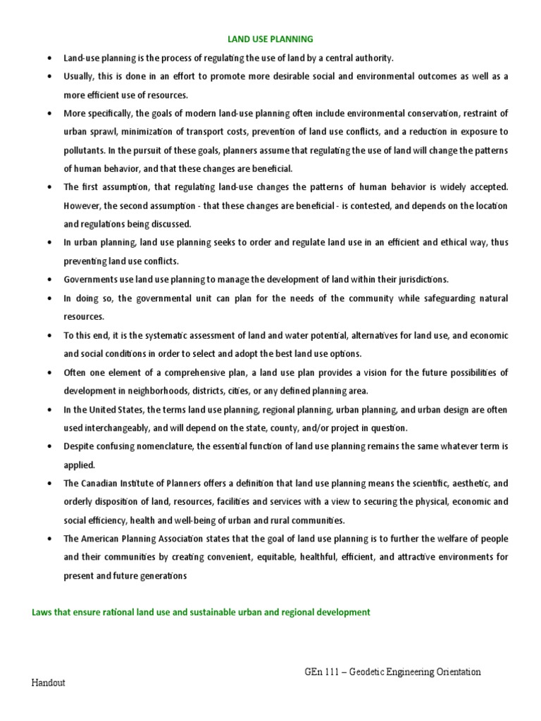 1.1 Land Use Planning | PDF | Land Management | Planning 1.1 Land Use Planning | PDF | Land Management | Planning