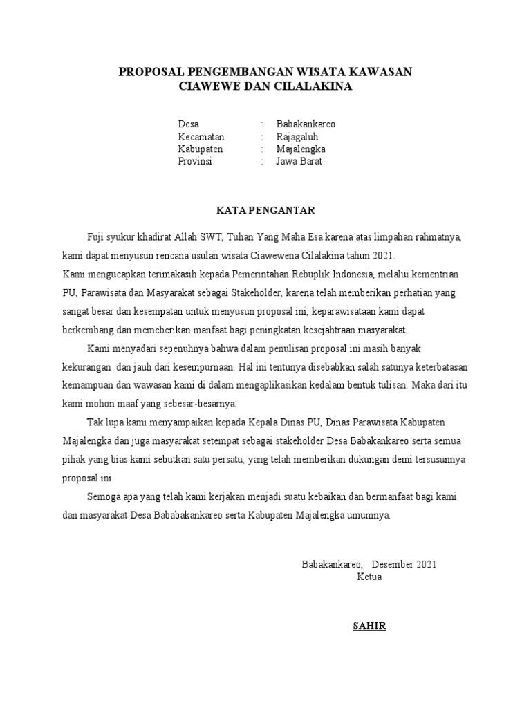 Proposal Pengembangan Wisata Kawasan | PDF