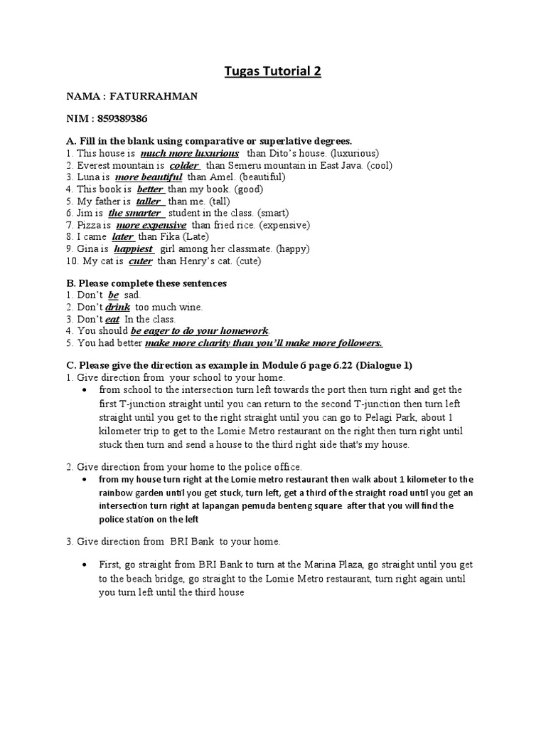 TUGAS 2 Bhs Inggris (FATURRAHMAN) .. | PDF
