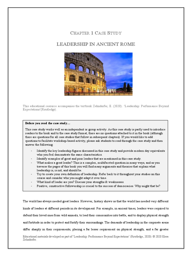 Chapter 1 Case Study Leadership in Ancient Rome | PDF | Ancient Rome ...