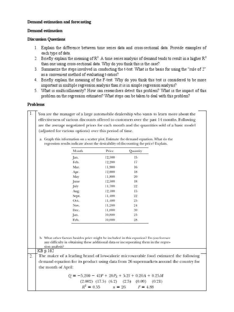 Assignment - Demand Estimation and Forecasting | PDF | Forecasting | Regression Analysis