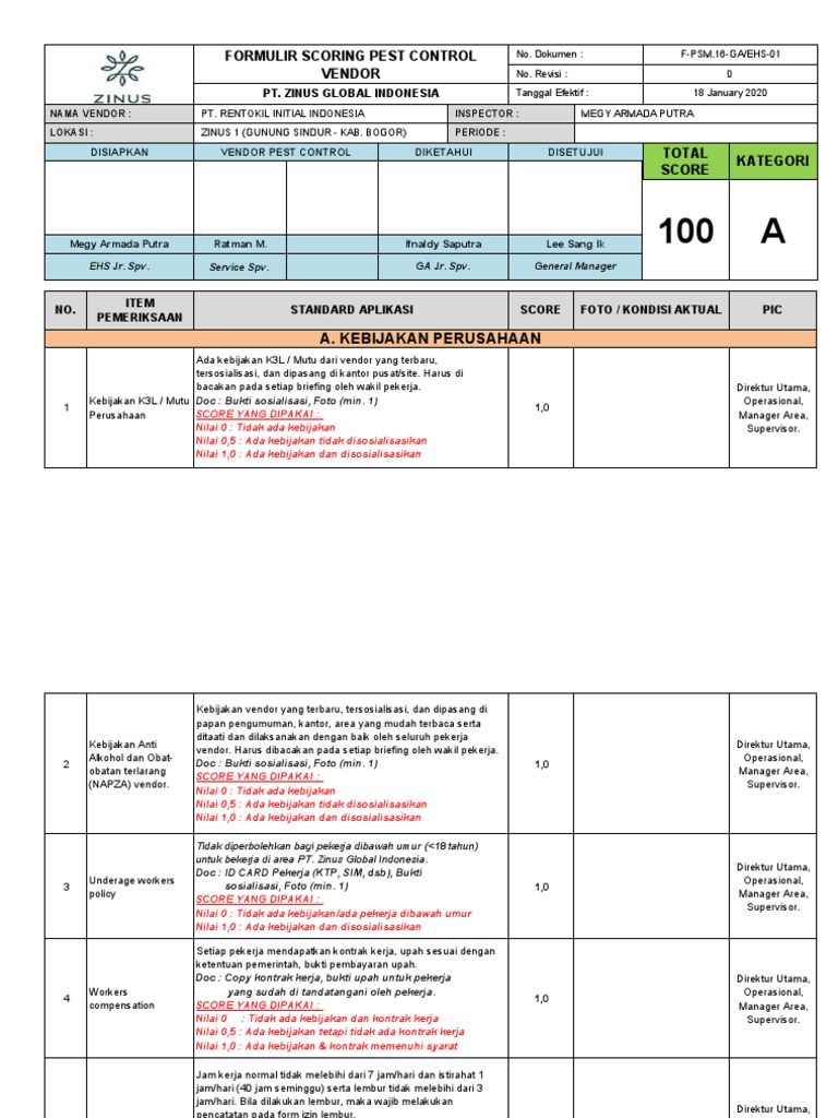Format Scoring Pest Control | PDF