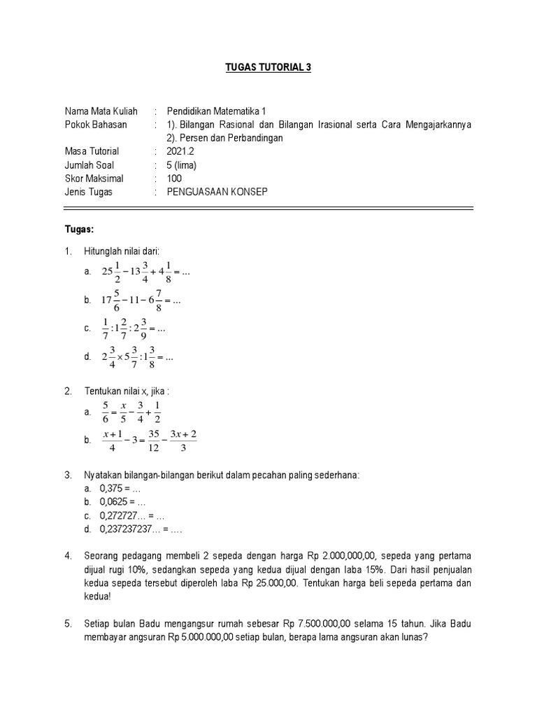 Tugas Tutorial 3 (PDGK4203) | PDF