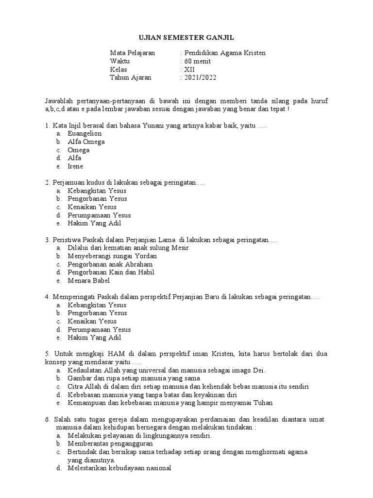 Pak Kelas 12 Ganjil Us | PDF