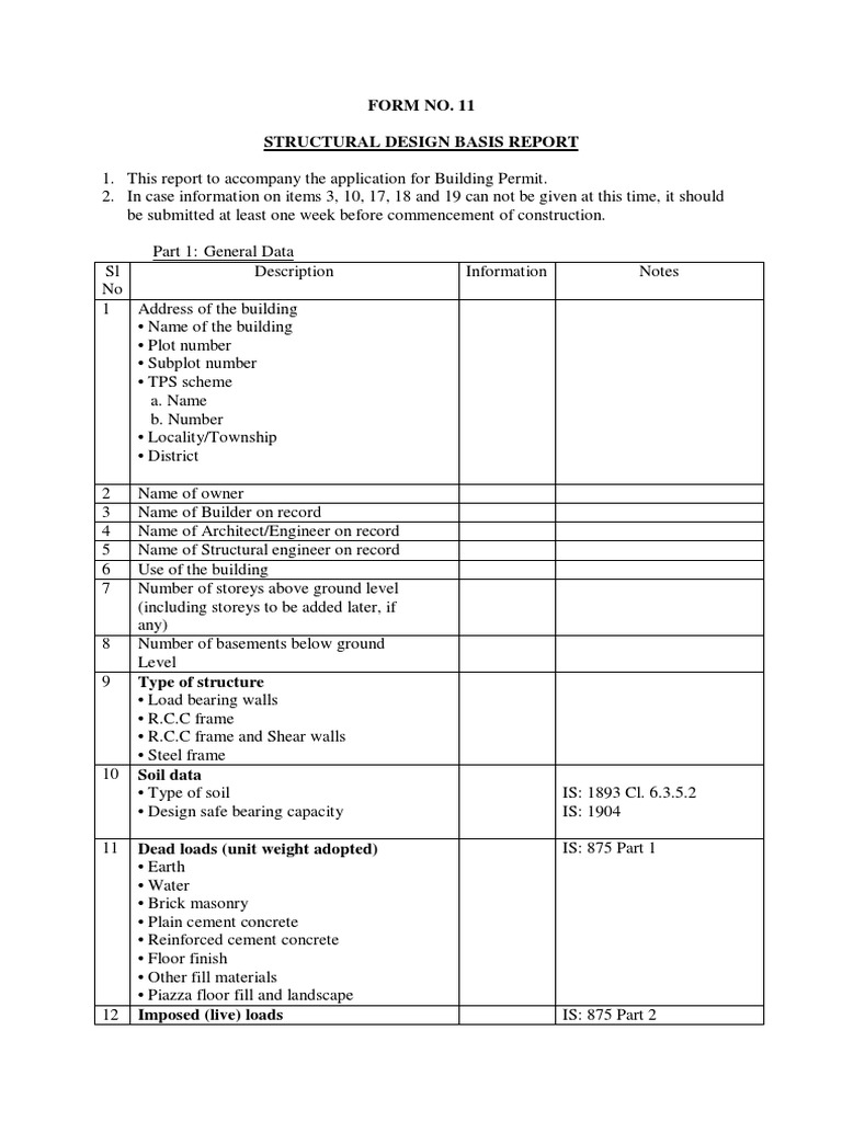 12.Form-11-Structural Design Basis Report | PDF | Framing (Construction ...