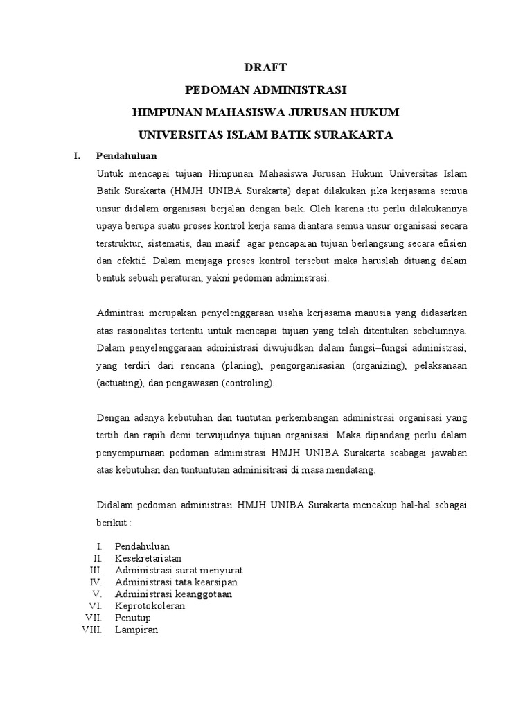 DRAFT PEDOMAN ADMINISTRASI Baru | PDF