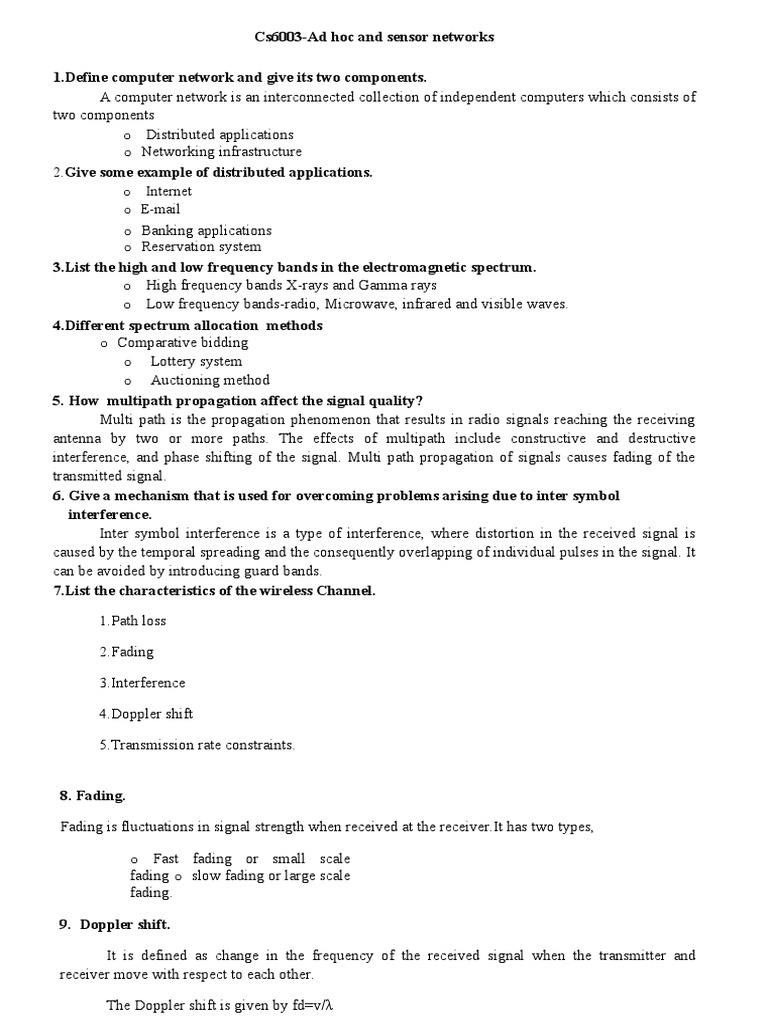 CS6003 ASN Concepts | PDF | Routing | Wireless Ad Hoc Network