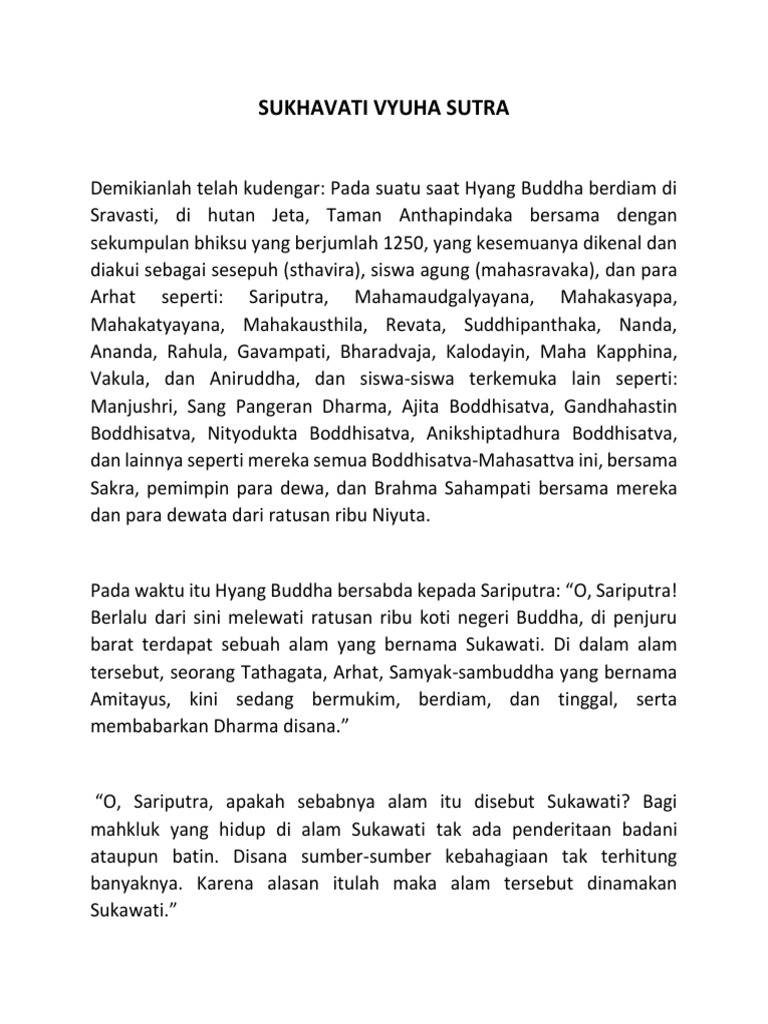 Sukhavati Vyuha Sutra | PDF | Agama & Spiritualitas