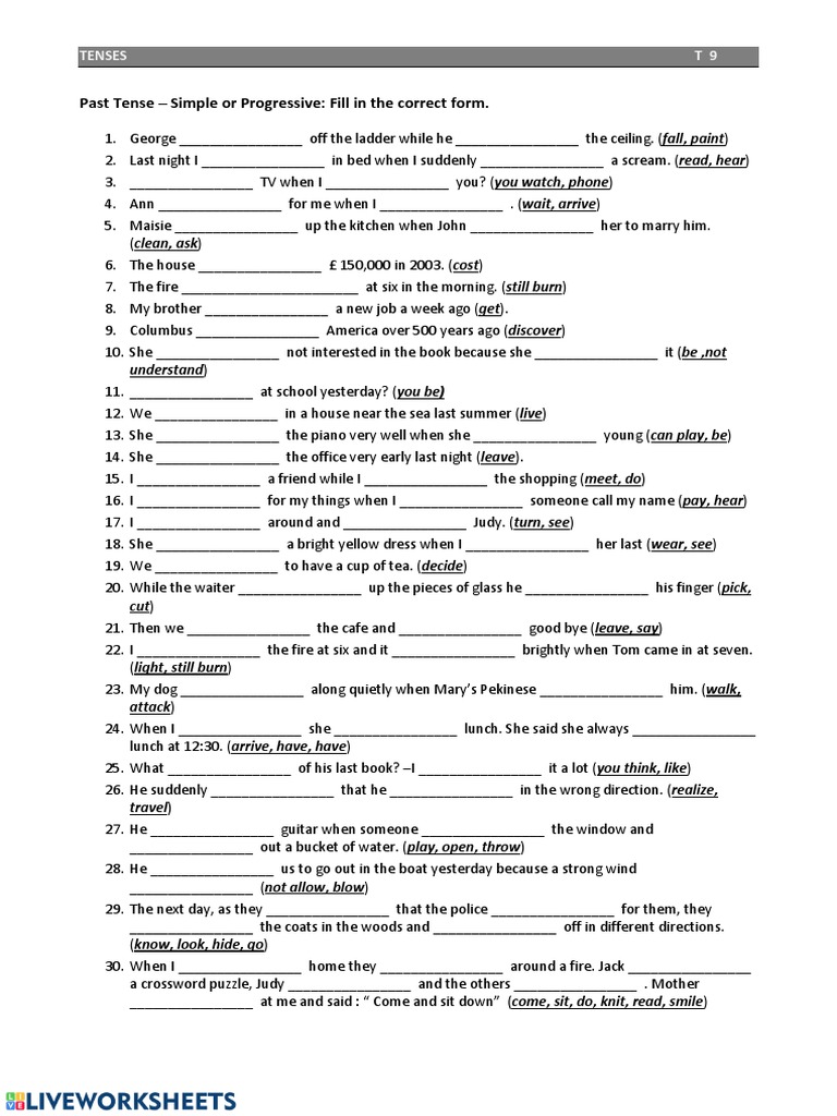 Past Tense - Simple or Progressive: Fill in The Correct Form | PDF