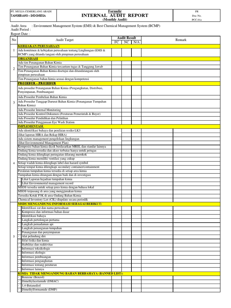 Form Inspeksi EMS - BCMP | PDF | Sains & Matematika