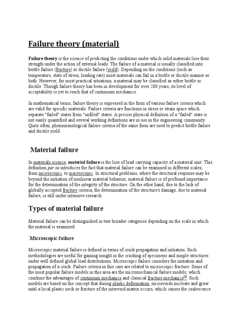 Failure Theory (Material) | PDF | Physics | Fracture Mechanics