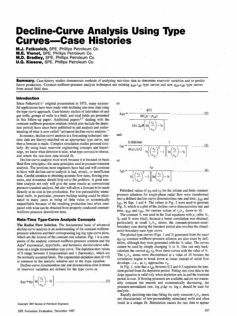 Decline-Curve Analysis Using Type Curves - Case Histories | PDF | Petroleum Reservoir