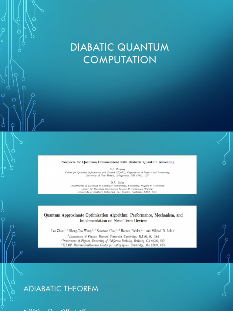 Diabatic Quantum Computation Pdf Physical Sciences Epistemology