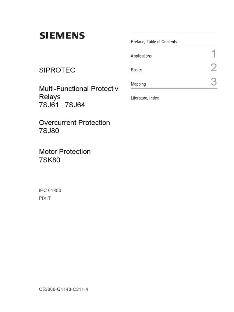 Siprotec Multi-Functional Protectiv Relays 7SJ61... 7SJ64 Overcurrent ...