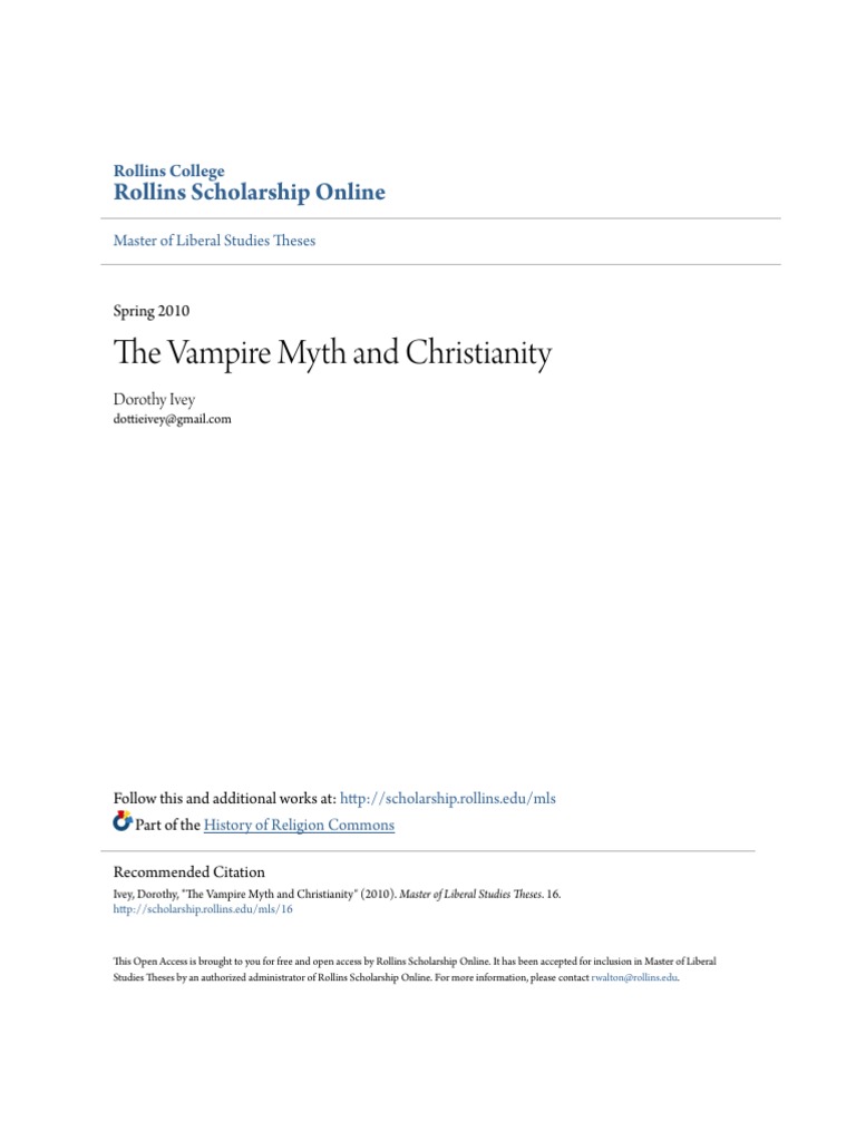 The Vampire Myth and Christianity | PDF | Vampires | Eucharist