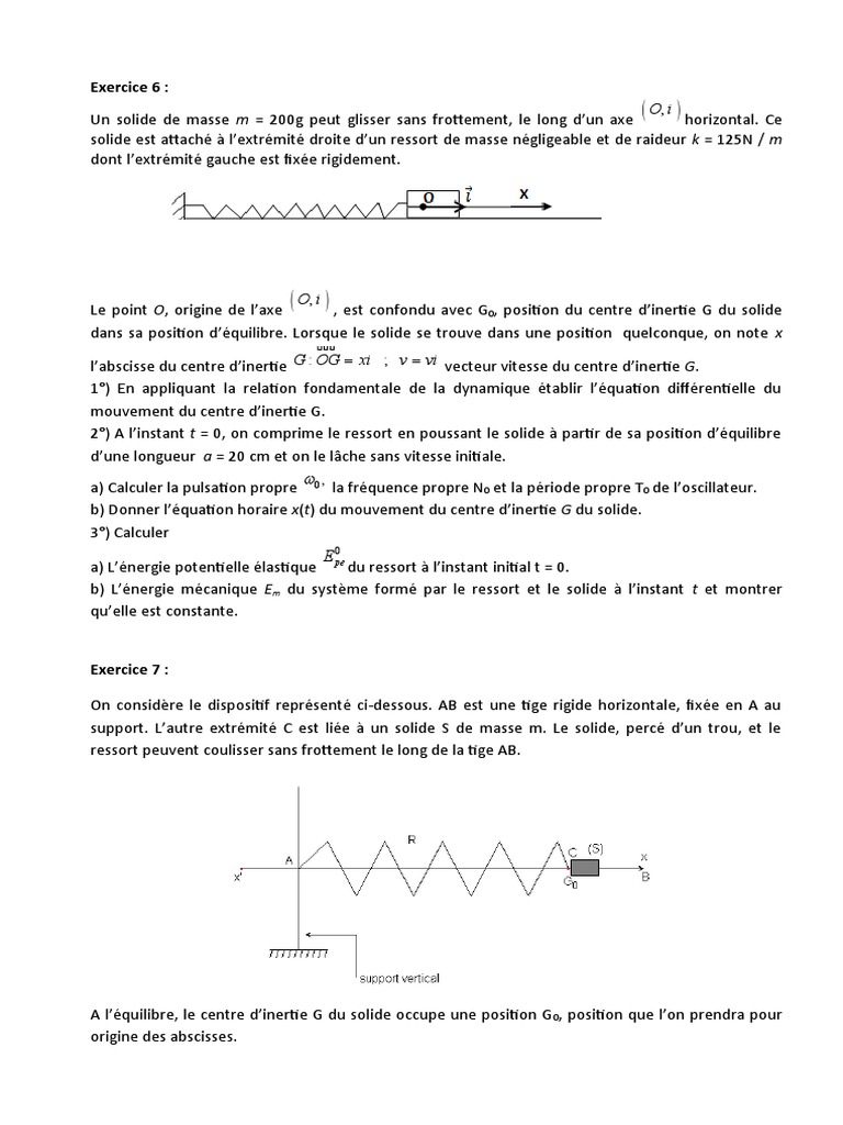 Pendule Elastique | PDF | Pendule (physique) | Masse