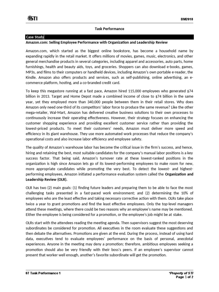 Case Study: Task Performance | PDF | Performance Appraisal | Cognition