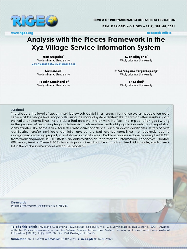Analysis With The Pieces Framework in The Xyz Village Service ...