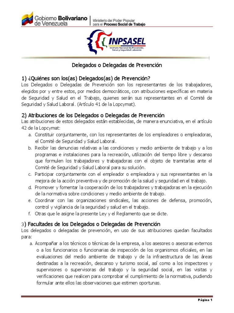 Inpsasel - Cartelera GTP 1 | PDF | Seguridad y salud ocupacional ...