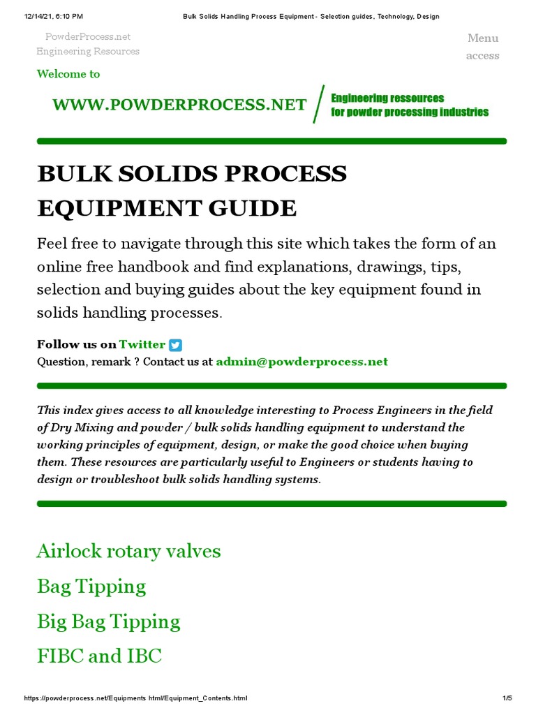 Bulk Solids Handling Process Equipment - Selection Guides, Technology ...