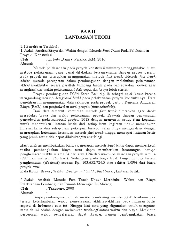 Optimasi Waktu dan Biaya Proyek Konstruksi dengan Metode Fast Track ...
