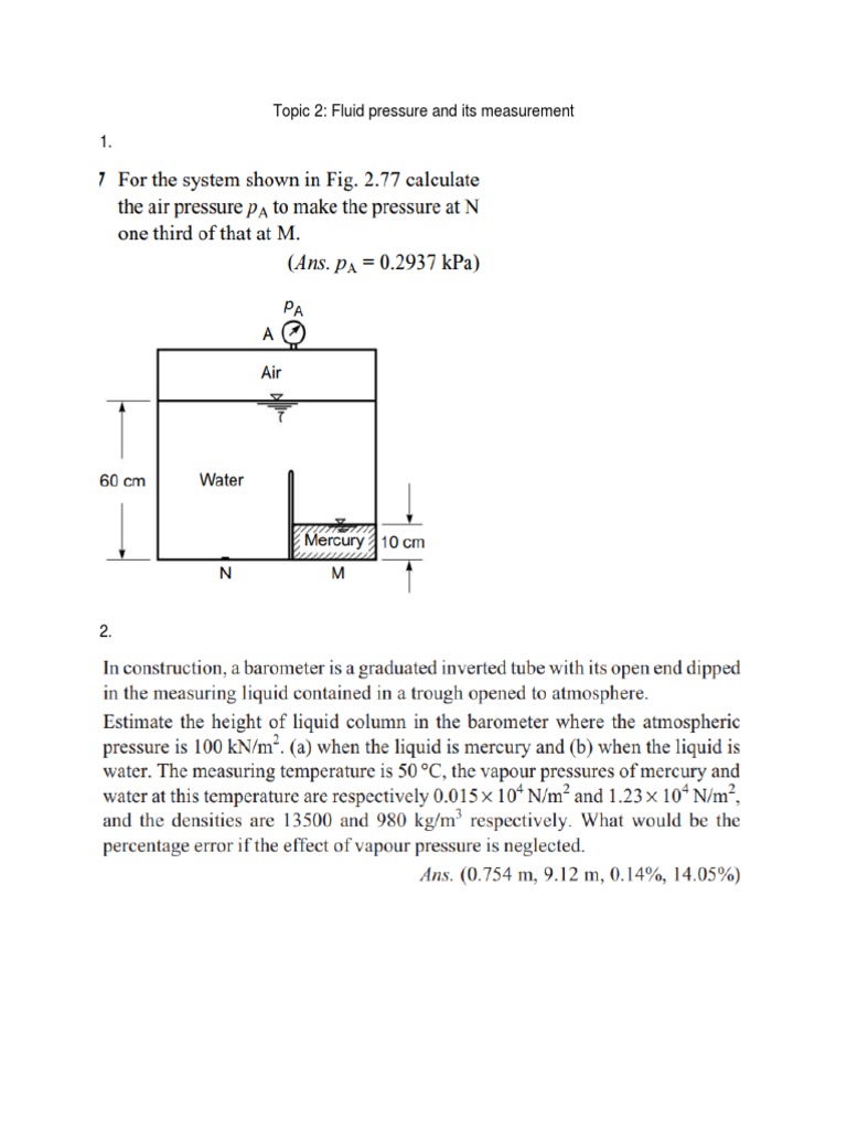 Pressure and Its Measurement | PDF