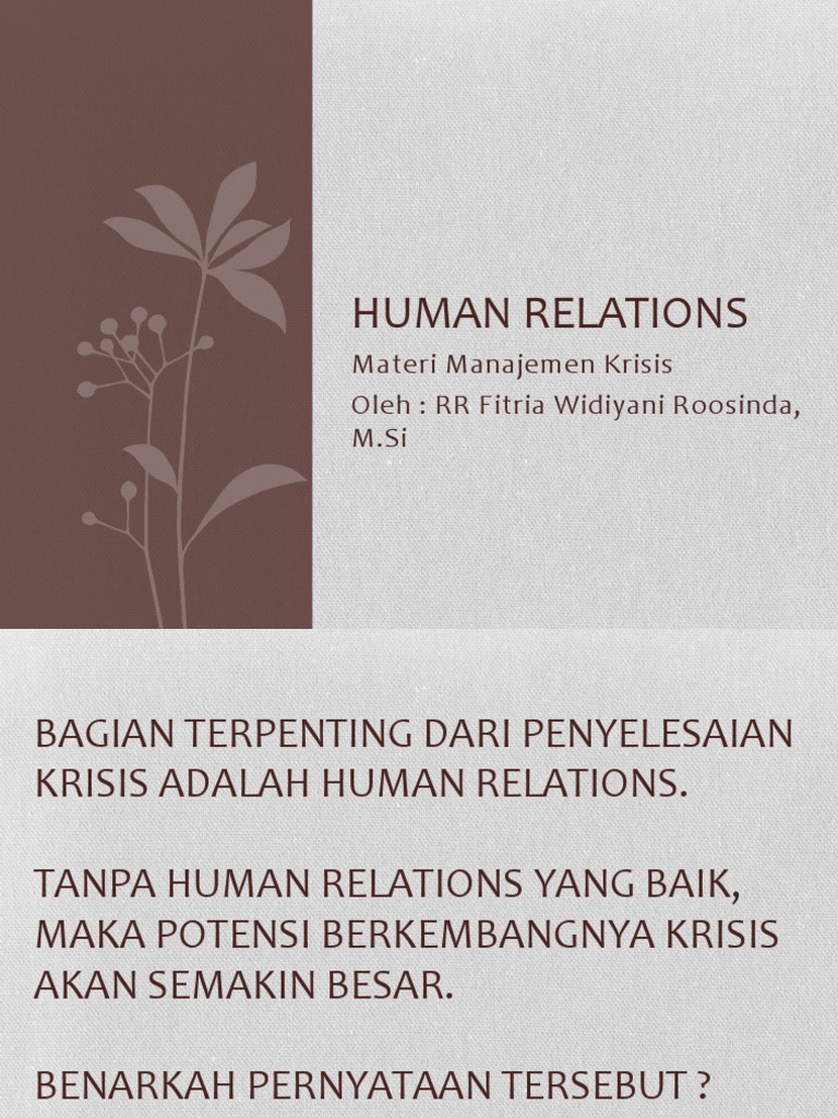 Pentingnya Human Relations dalam Krisis | PDF
