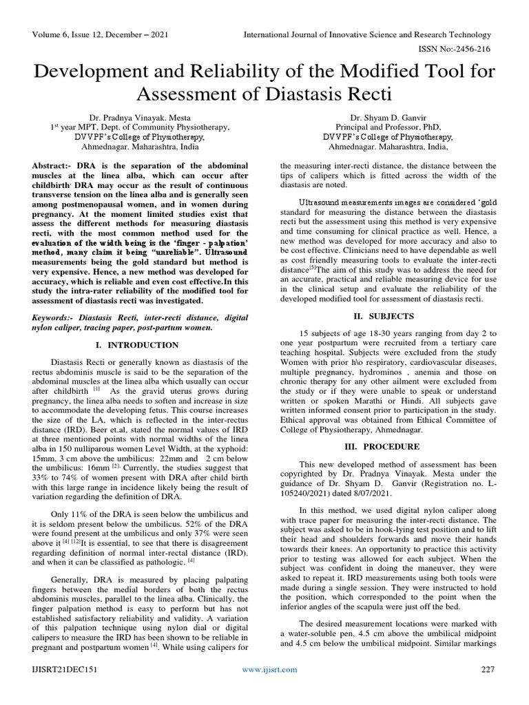 Development and Reliability of The Modified Tool For Assessment of ...