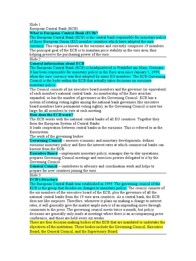 ECB | PDF | European Central Bank | Eurozone