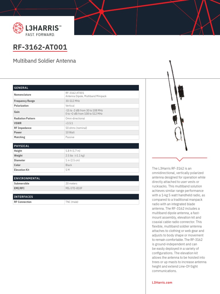 Cs Tcom RF 3162 At001 Multiband Soldier Antenna Spec Sheet | PDF ...