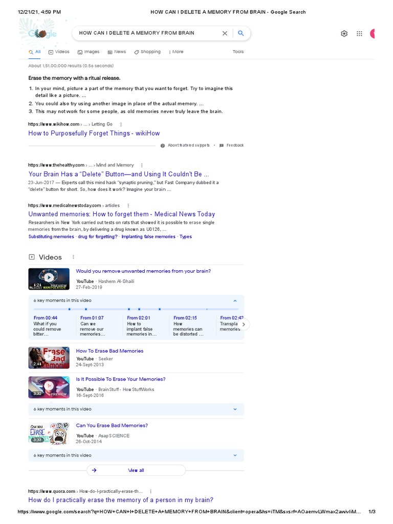 HOW CAN I DELETE A MEMORY FROM BRAIN - Google Search | PDF | Memory ...