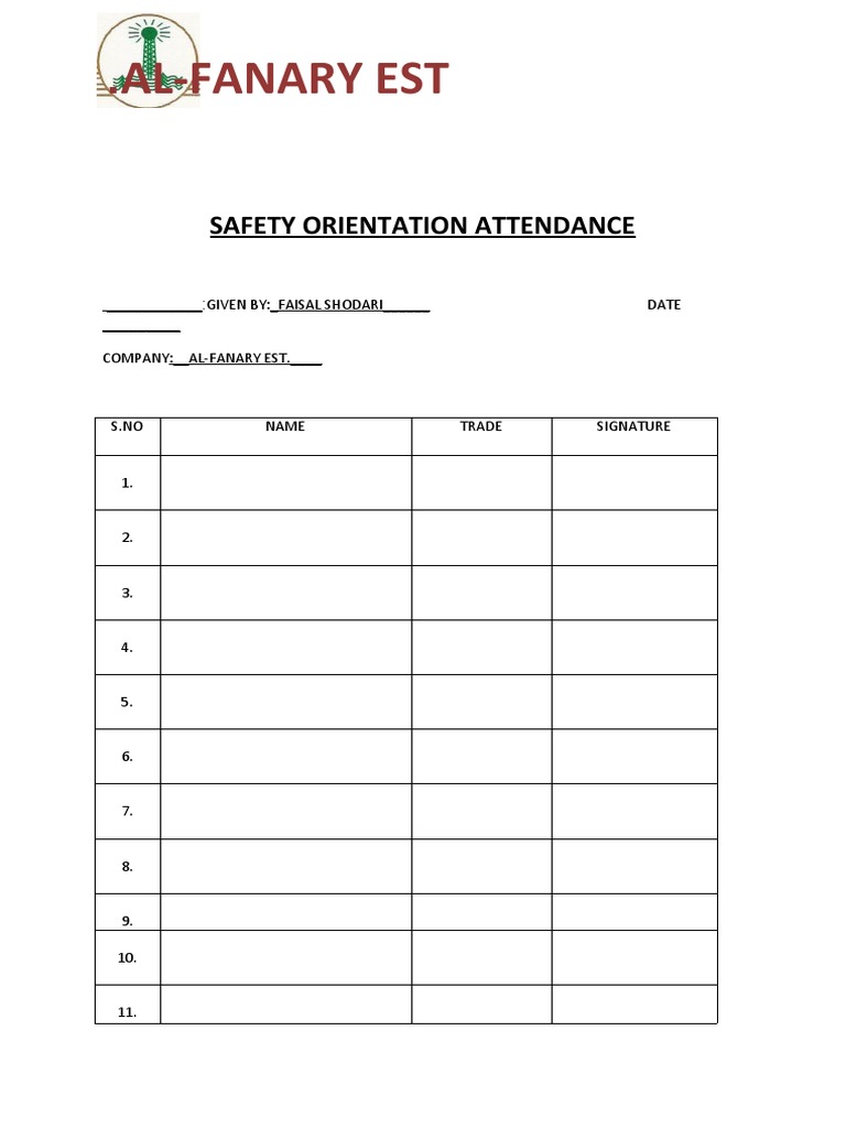 Orientation Attendance Form | PDF