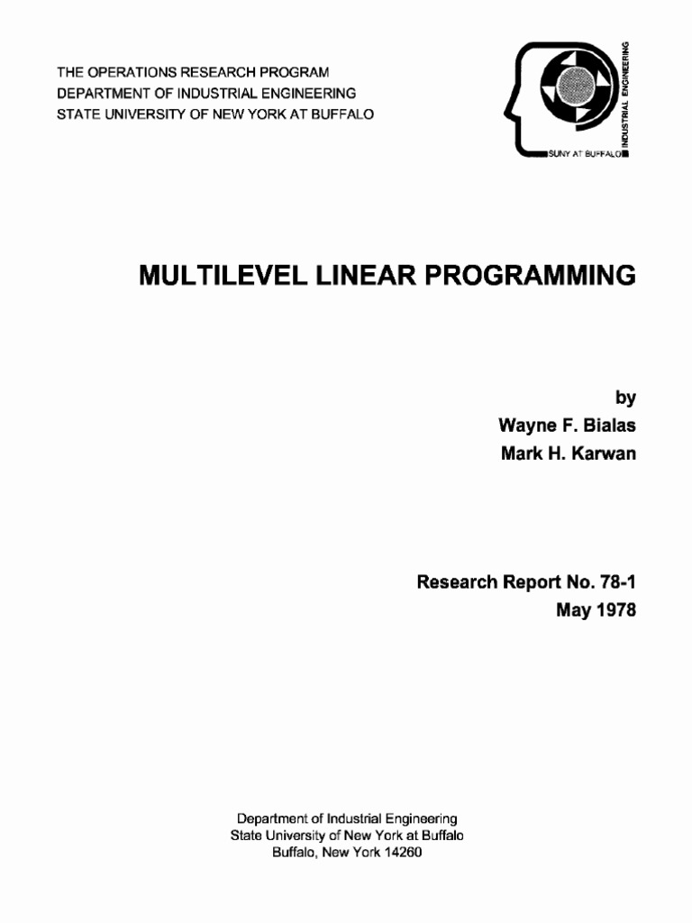 Multilevel Linear Programming: by Wayne F. Bialas Mark H. Karwan | PDF ...