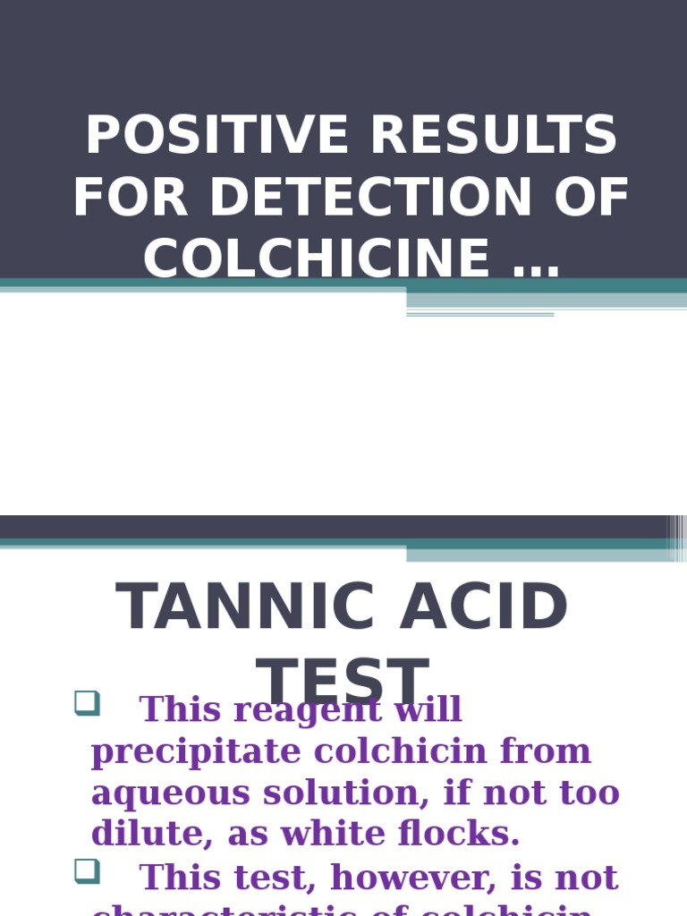 Colchicine Detection and FDA Actions | PDF | Chemical Compounds ...