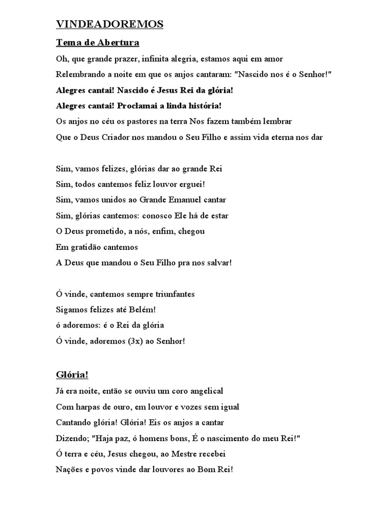 Vinde Adoremos - Letrário | PDF | Jesus | Deus