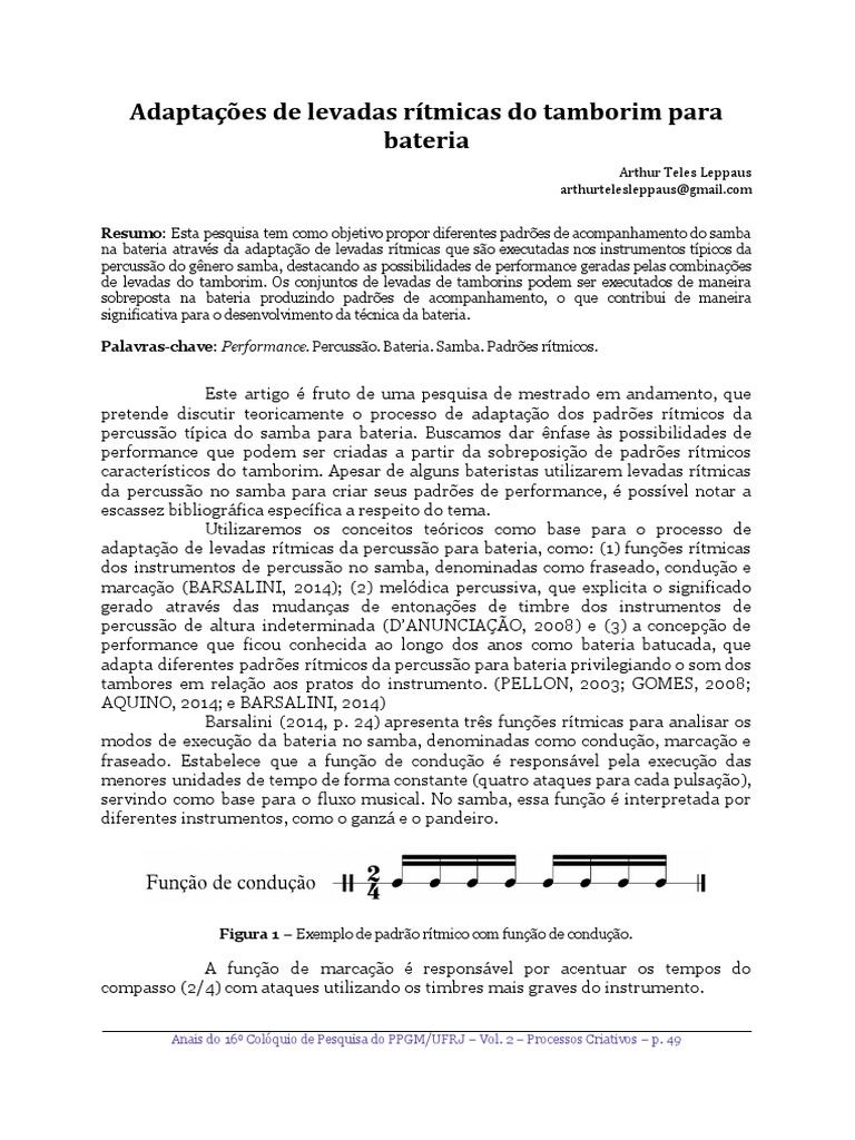 2.5 Adaptacoes de Levadas Ritmicas Do Tamborim | PDF | Bateria (instrumento) | Tambor