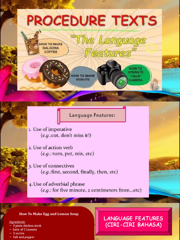 Language Features of Procedure Text | PDF | Cooking | Lemon