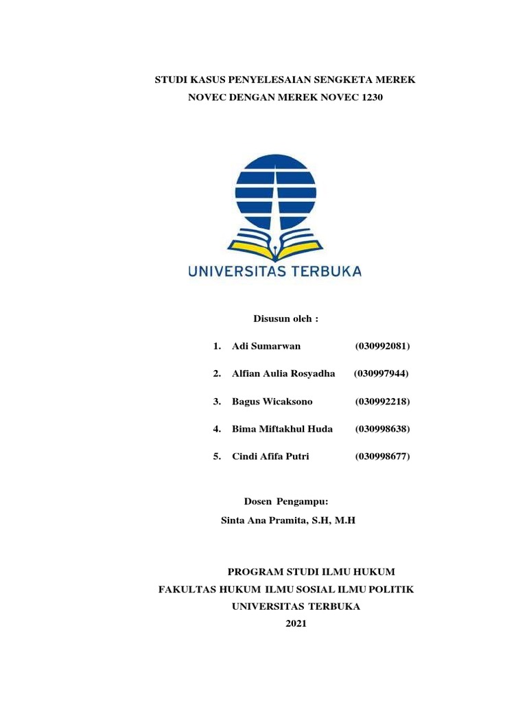 Studi Kasus Penyelesaian Sengketa Merek Novec Dengan Merek Novec 1230 ... Studi Kasus Penyelesaian Sengketa Merek Novec Dengan Merek Novec 1230 ...