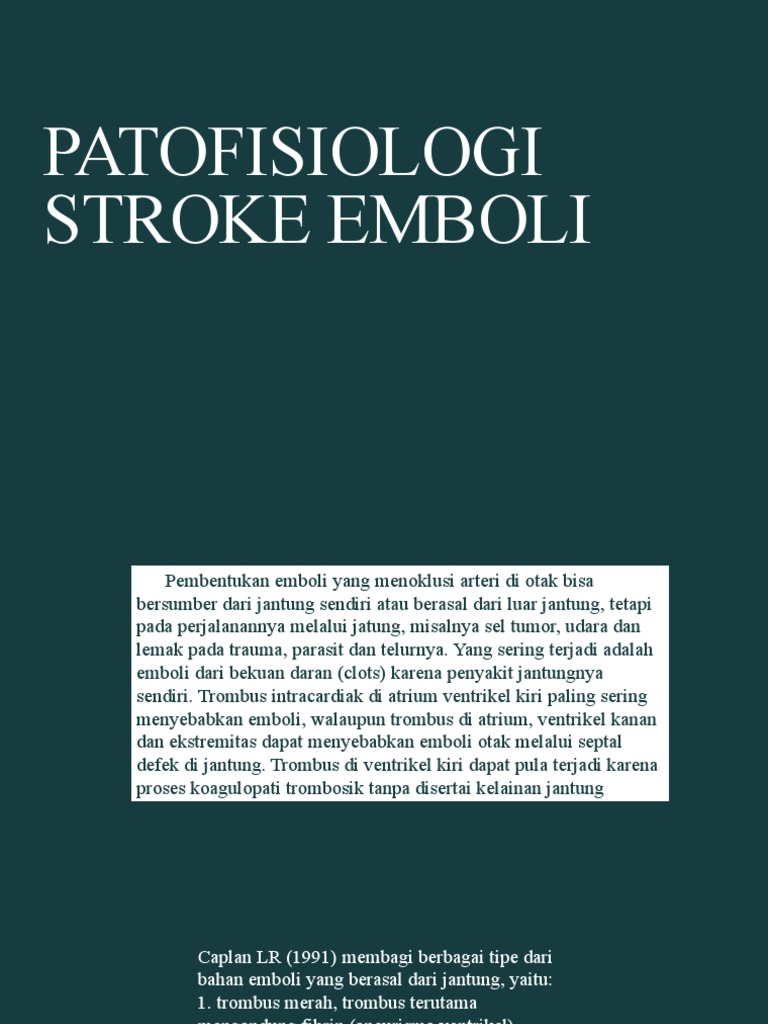 Patofisiologi Stroke Emboli | PDF
