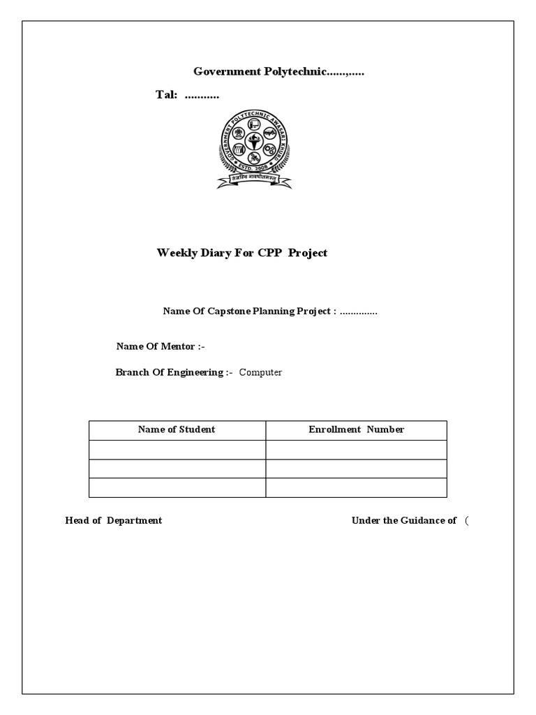 Government Polytechnic...... ,..... Tal: ........... : Weekly Diary For CPP Project | PDF | User ...