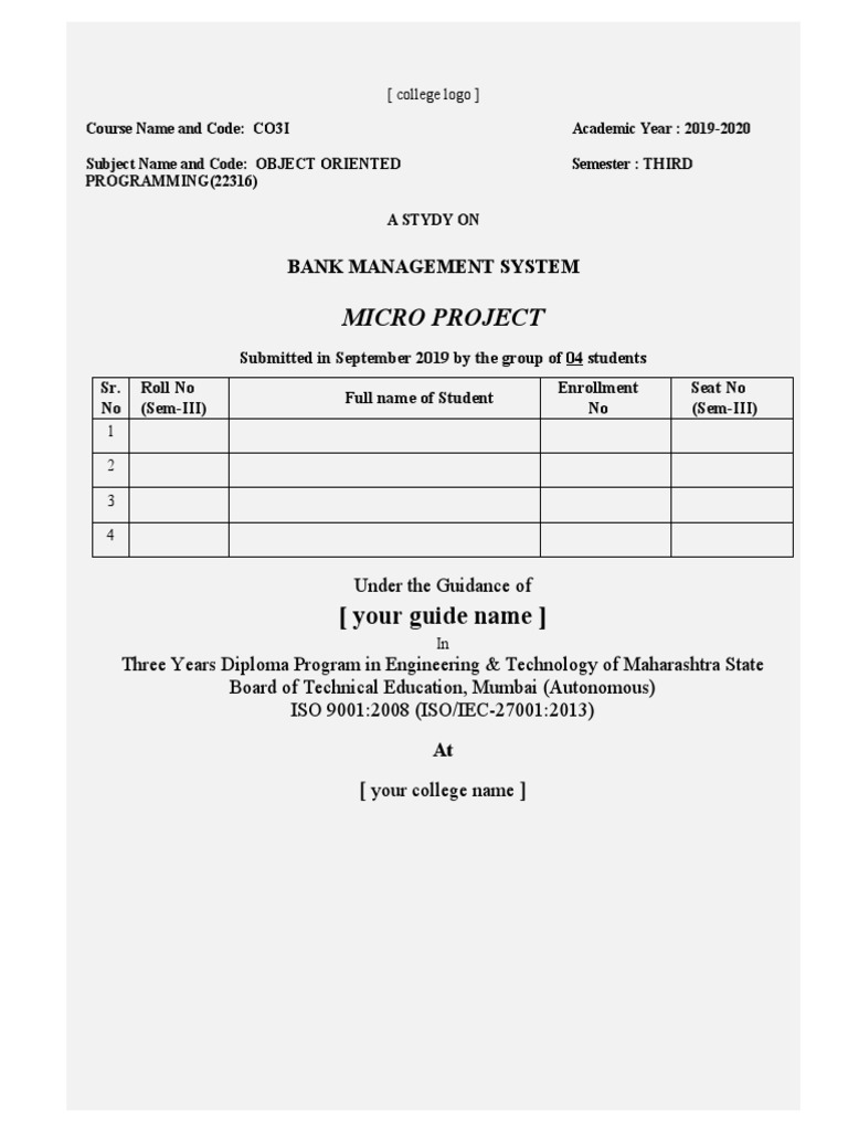 Micro Project: (Your Guide Name) | PDF | Automated Teller Machine | Banks