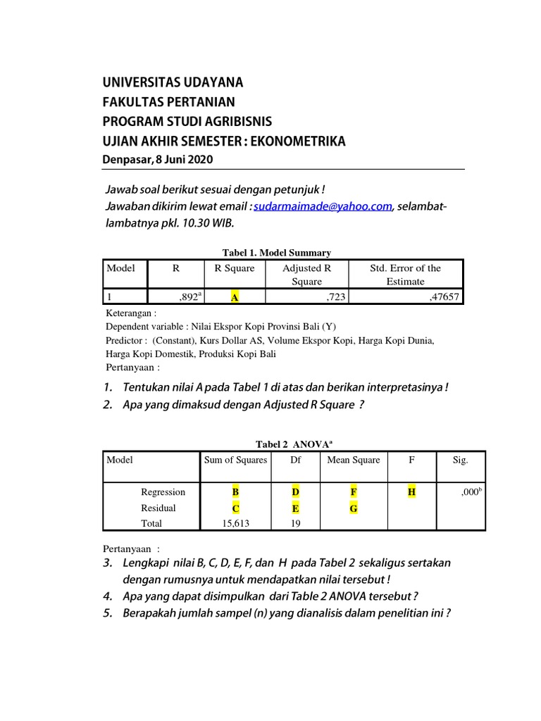 Model R R Square Adjusted R Square Std. Error of The Estimate 1, 892, 723, 47657 | PDF | Errors ...