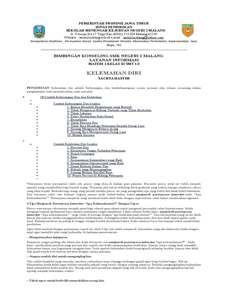 Tips Jawab Kelemahan Saat Interview | PDF