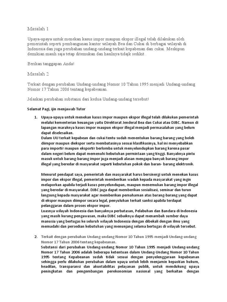 Perubahan UU Kepabeanan dan Cukai | PDF | Pengelolaan Keuangan & Uang | Politik