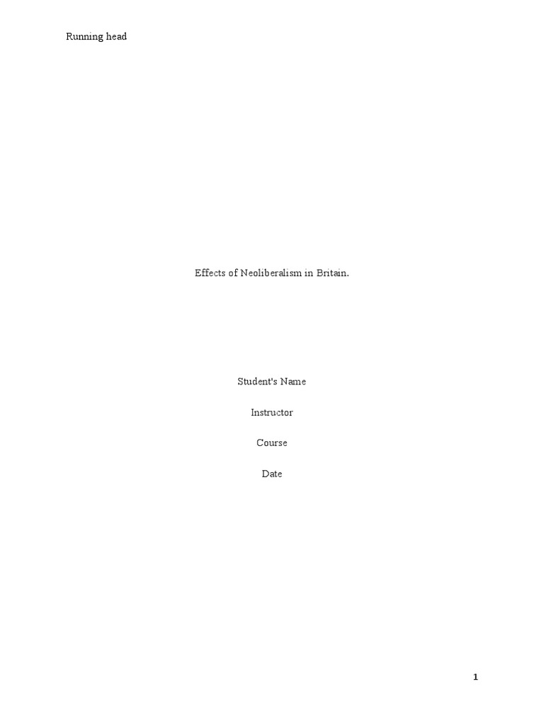 Neoliberalism and The Welfare State in Britain - Edited | PDF ...