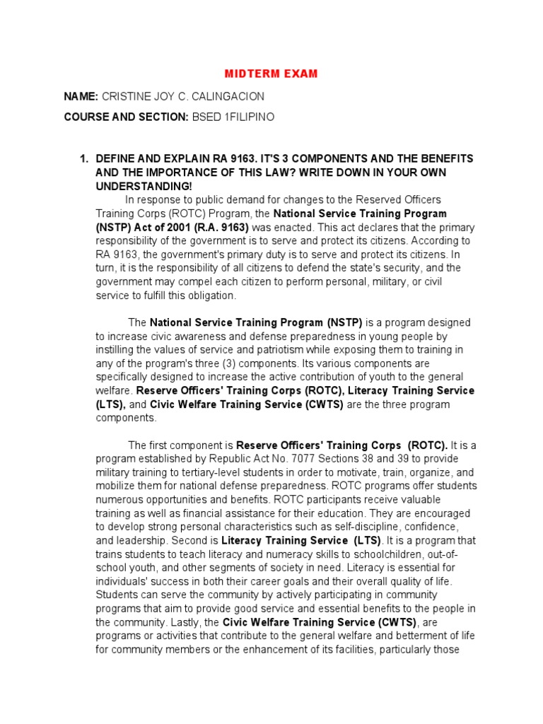 Midterm Exam - NSTP | PDF | Infection | Thunderstorm