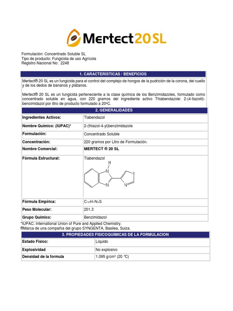 MERTECT 20 SL - Ficha Técnica - 26marzo2021 | PDF | Agua | Alimentos